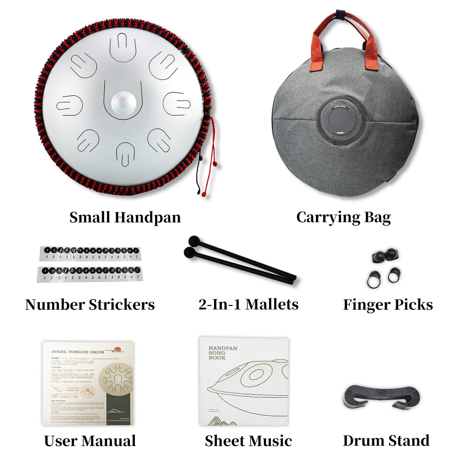 Hluru® • Mini Handpan Series | 9 Notes 14'' Tongue Drum | Portable Han