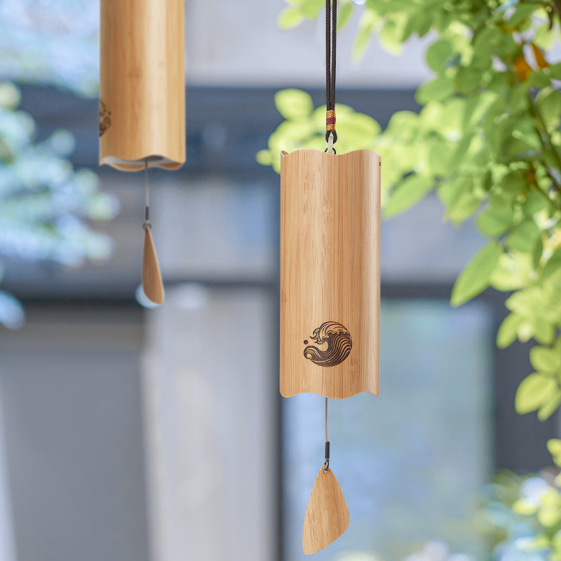 【Engravable】Hluru Nanmu Bamboo Wind Chime 8 Bars Double Swing for Rela ...